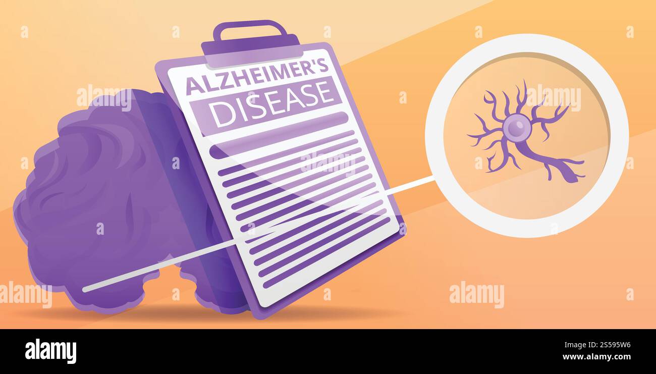 Alzheimer disease concept banner. Cartoon illustration of alzheimer ...