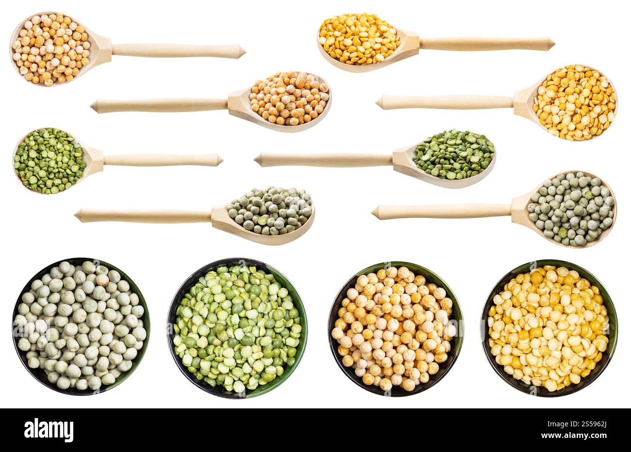 set of various dry peas isolated on white background Stock Photo - Alamy