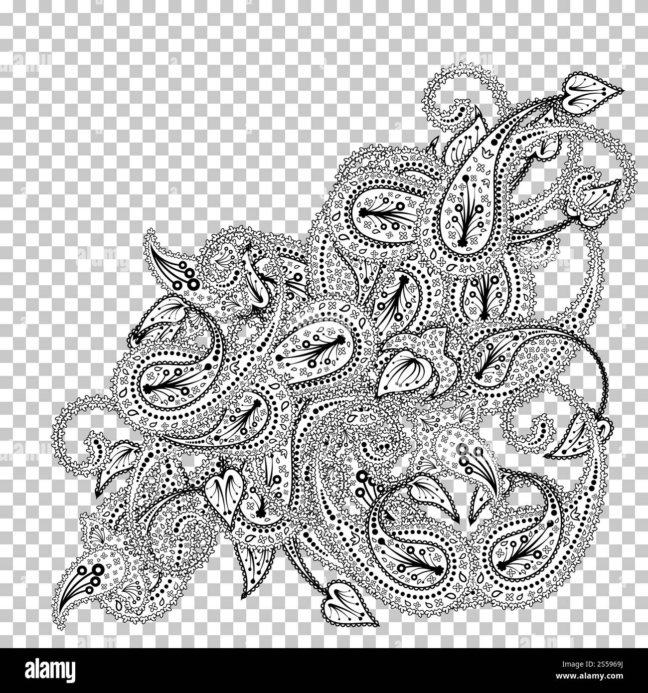 Paisley Pattern With Copy-Space Frame. Transparency Grid Design. Vector ...