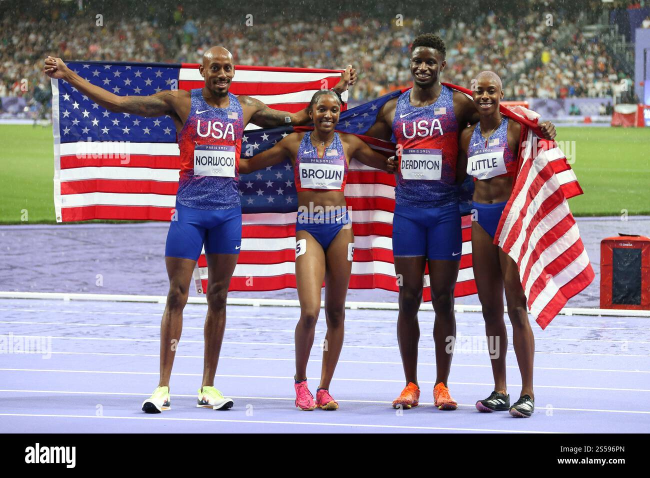 St. Denis, France. 03rd Aug, 2024. The United States mixed 4 x 400m ...