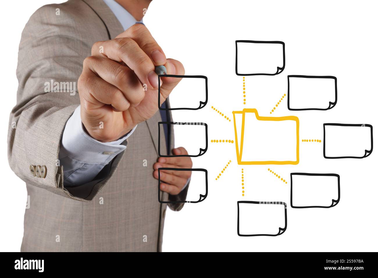 businessman hand drawing an empty diagram Stock Photo - Alamy