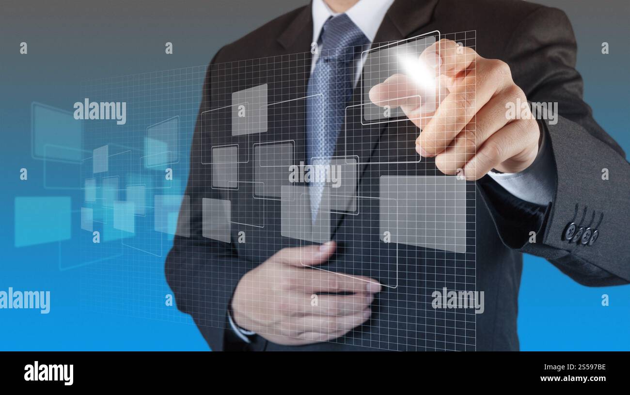 businessman hand drawing an empty diagram Stock Photo - Alamy