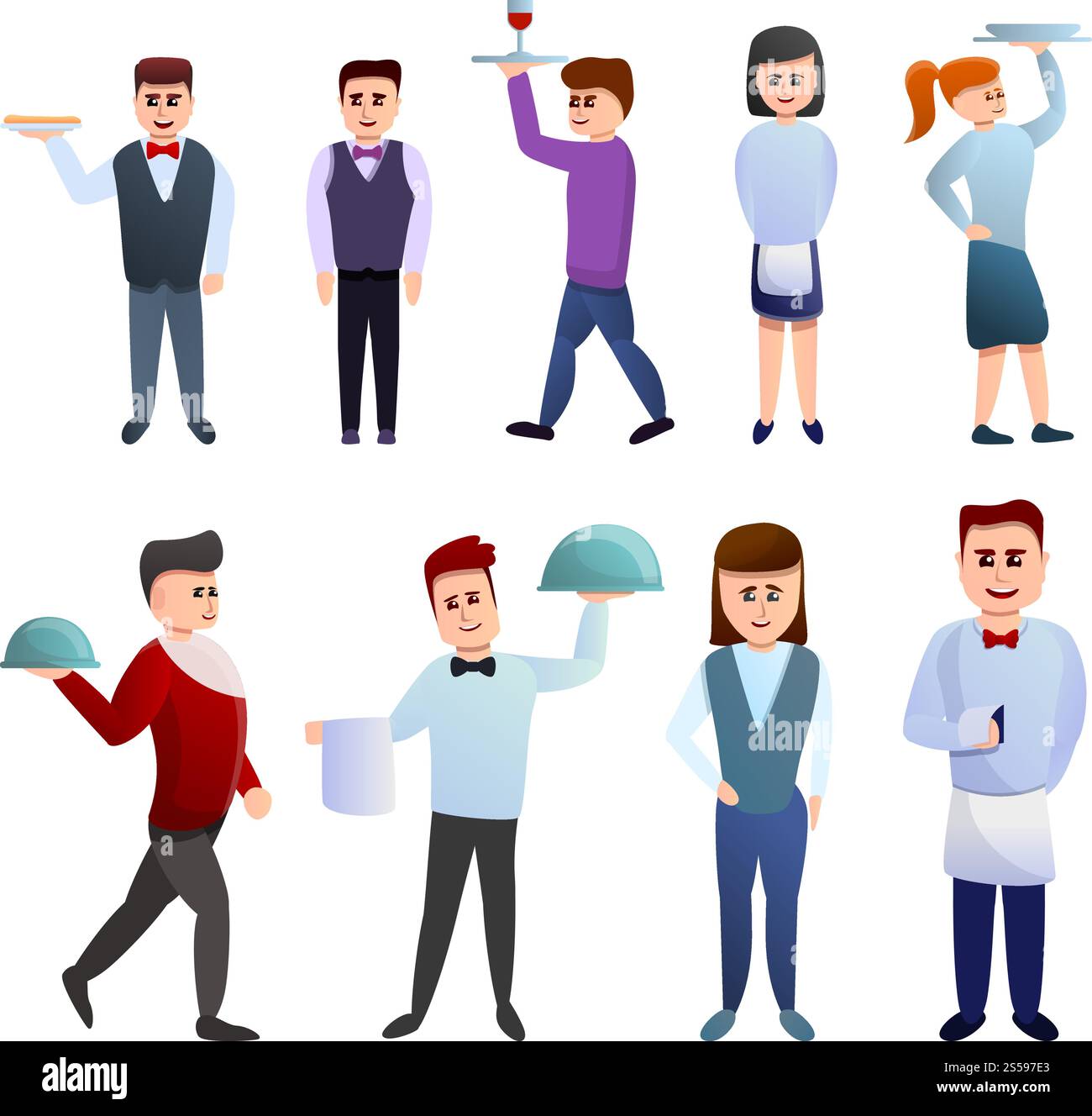 Waiter icons set. Cartoon set of waiter vector icons for web design ...
