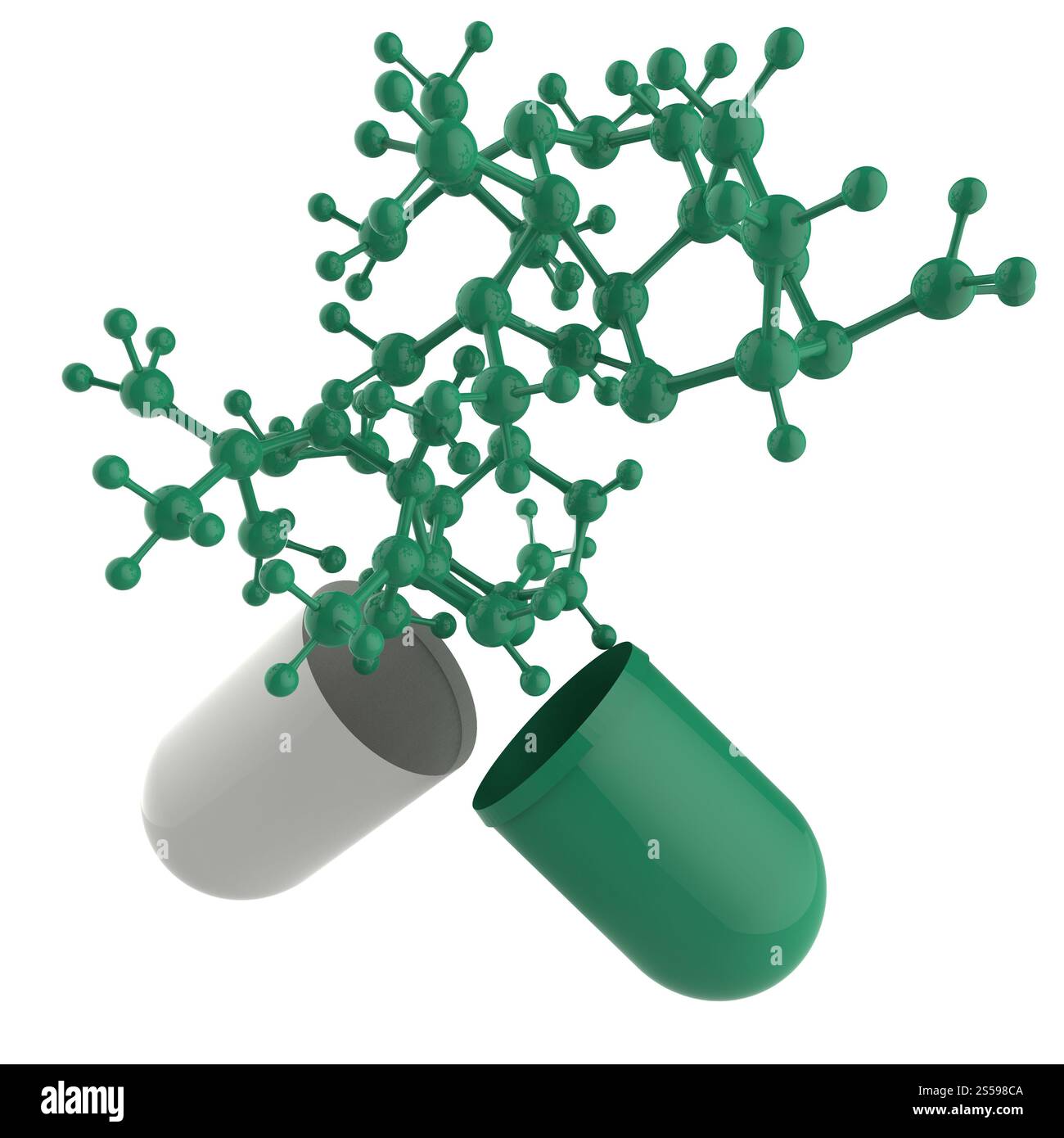 green medical capsule and molecule structure as concept Stock Photo - Alamy