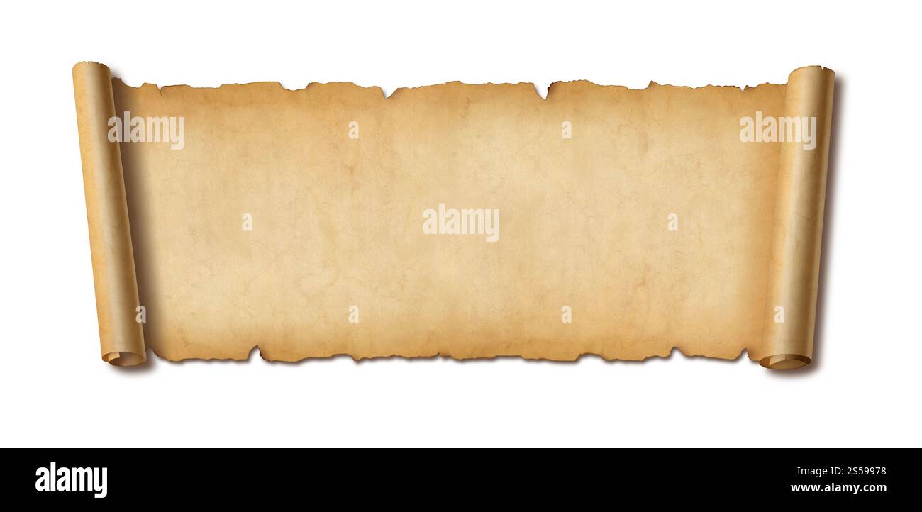 Old paper horizontal banner. Parchment scroll isolated on white ...
