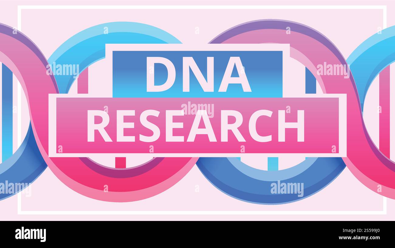 Dna research concept banner. Cartoon illustration of dna research ...