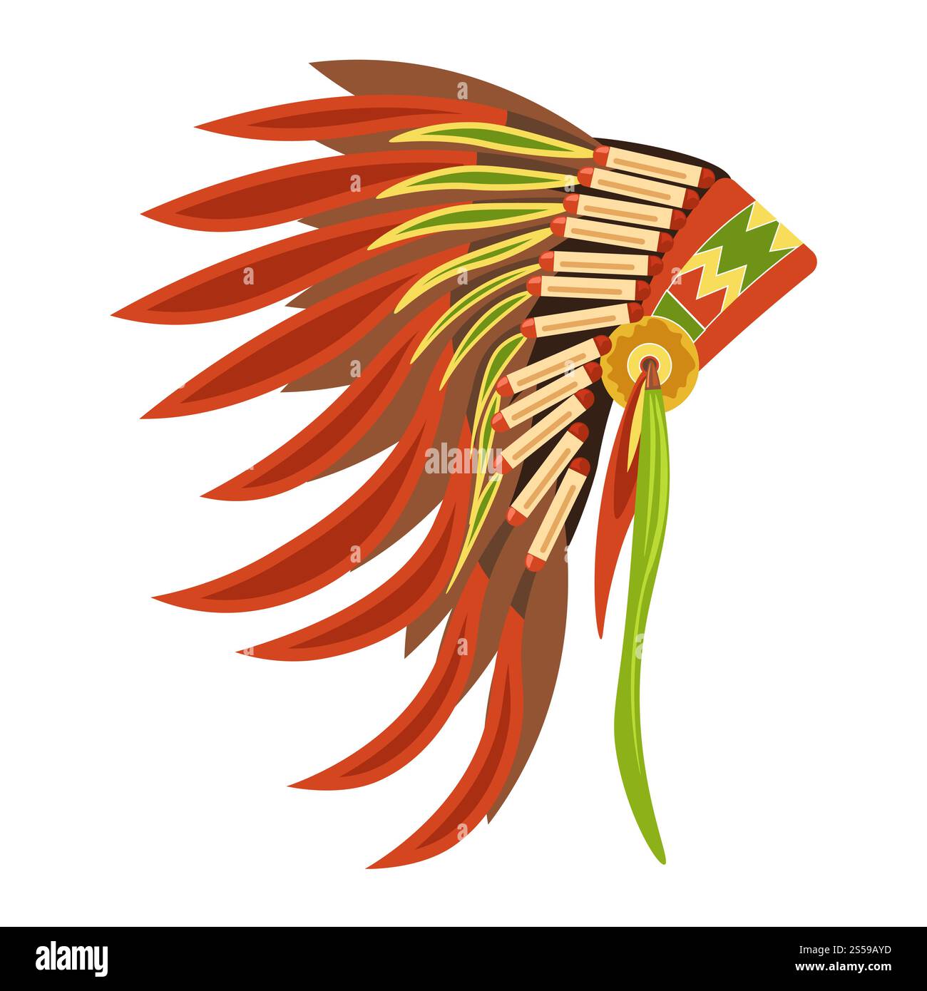 Tribal hat with long feathers as attribute of Mayan culture. Accessory ...