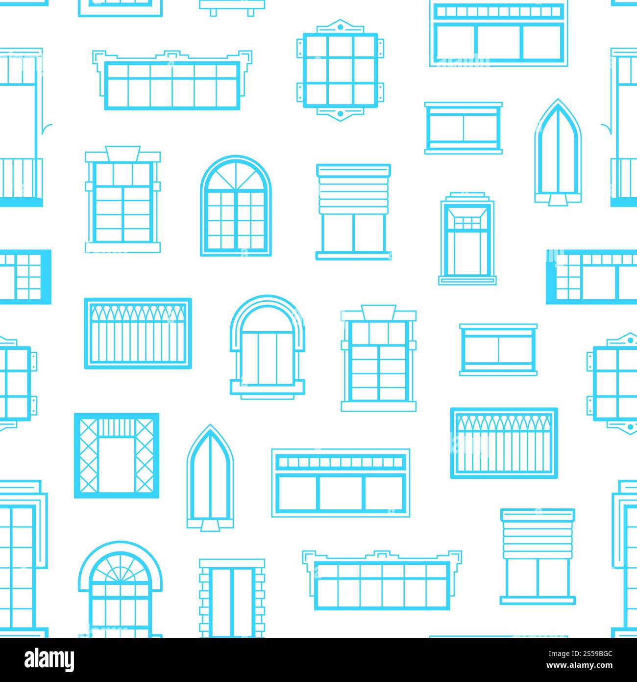 Vector window flat icons blue line monochrome background or pattern ...