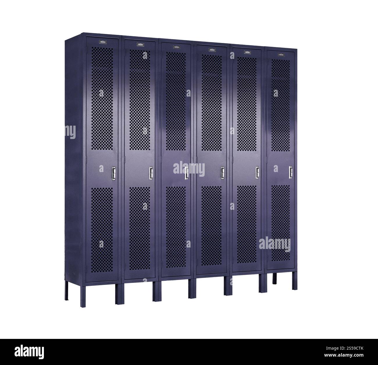 Row of metal lockers isolated on white background. Row of metal lockers ...
