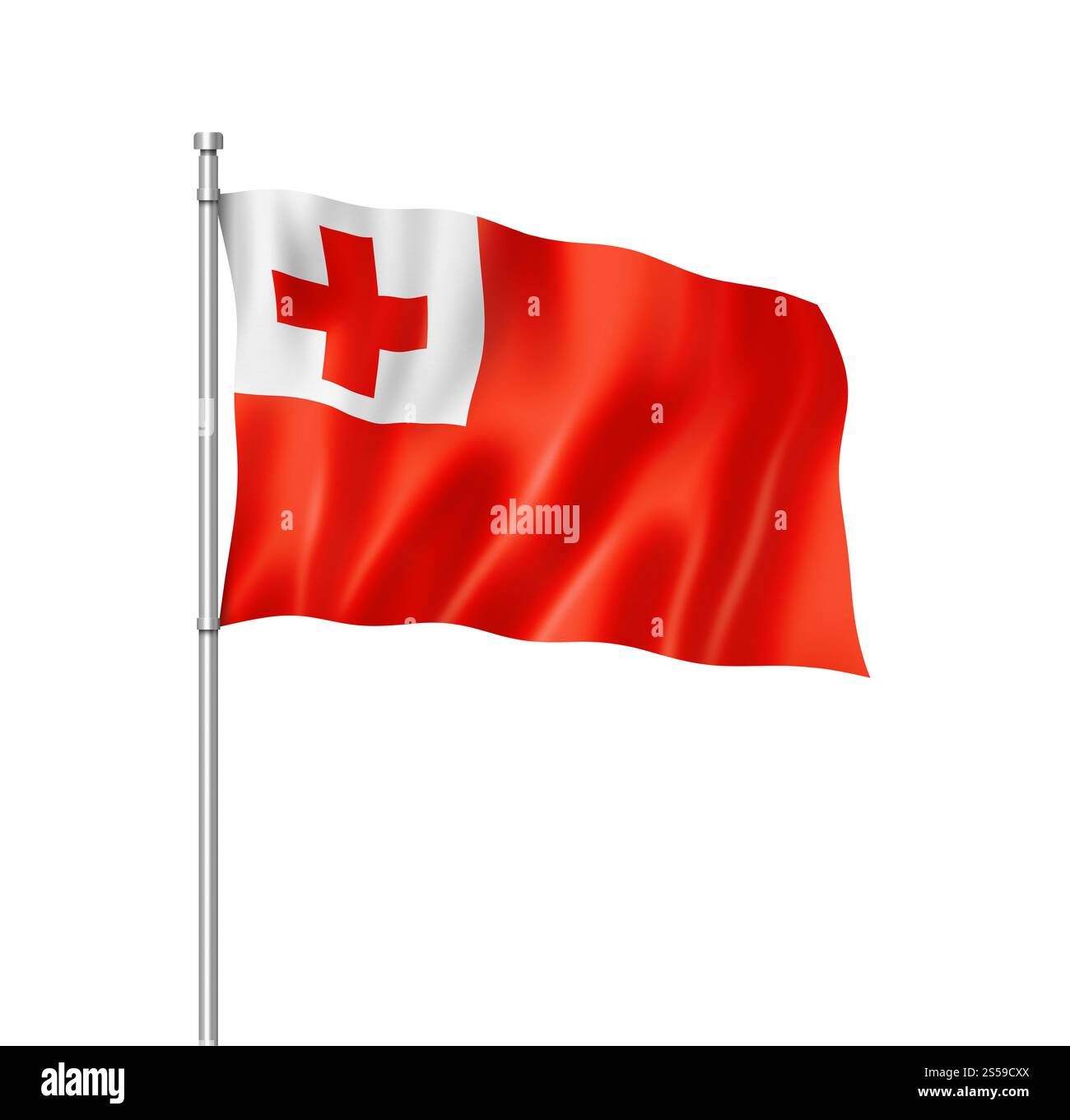 Tonga flag, three dimensional render, isolated on white. Tonga flag ...