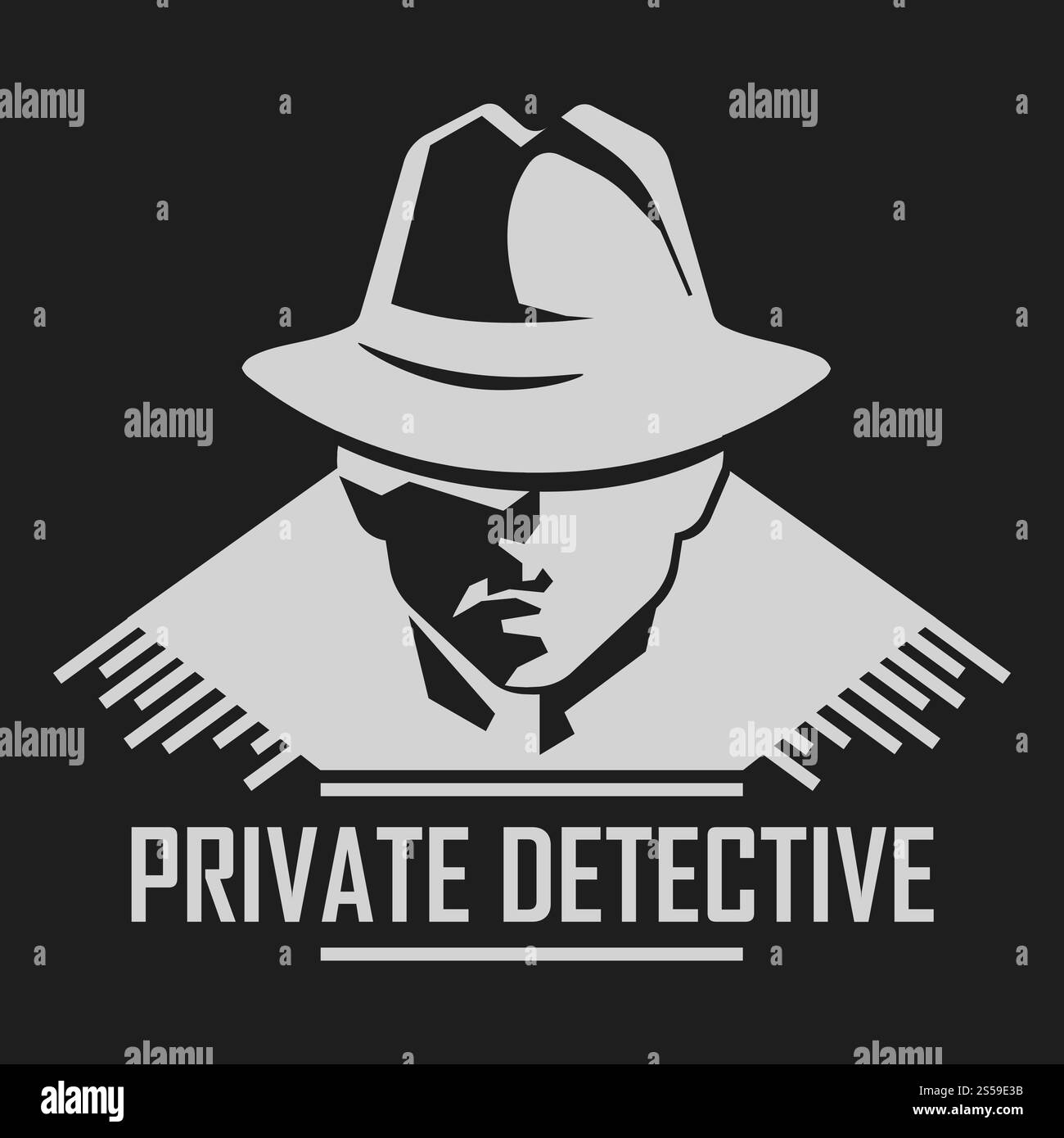 Private detective logo of vector man in hat for investigation service ...