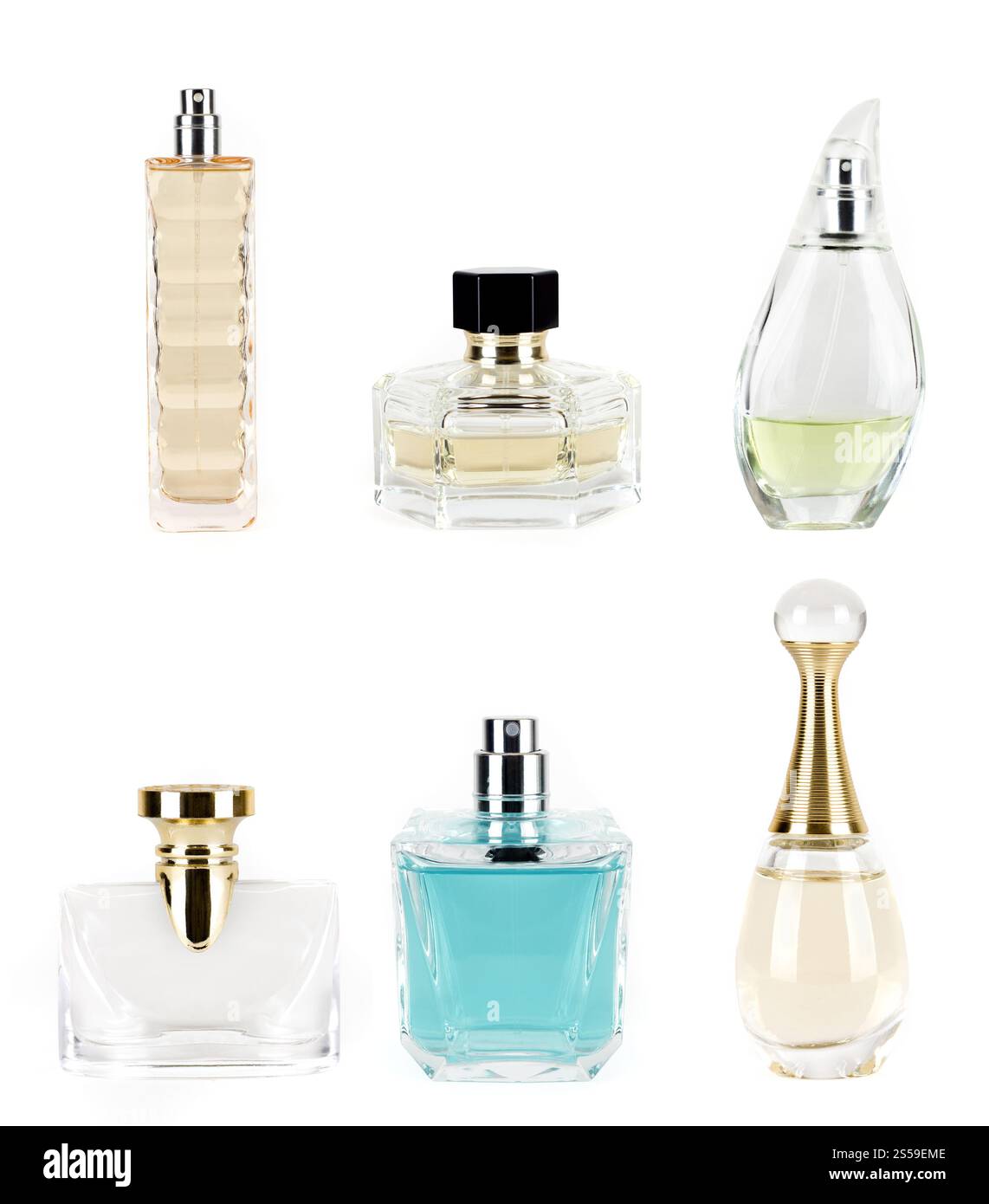 different perfumes on a white background. different perfumes Stock ...