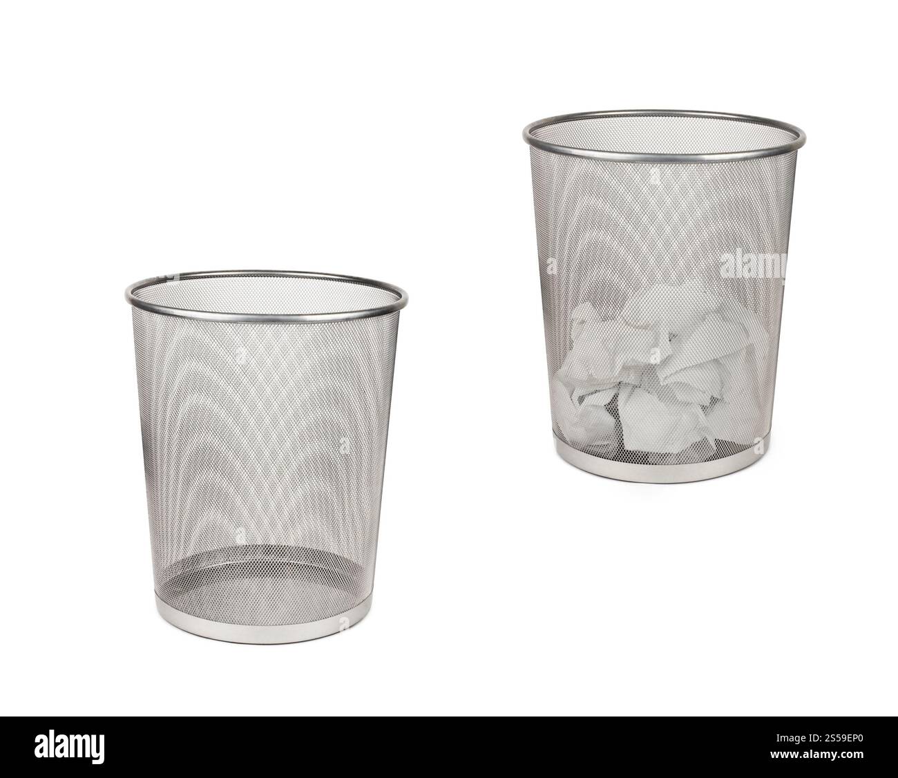 two iron trash bin isolated on white. two iron trash bin Stock Photo ...