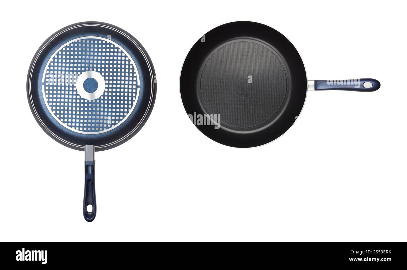 two frying pan isolated on white background Stock Photo - Alamy