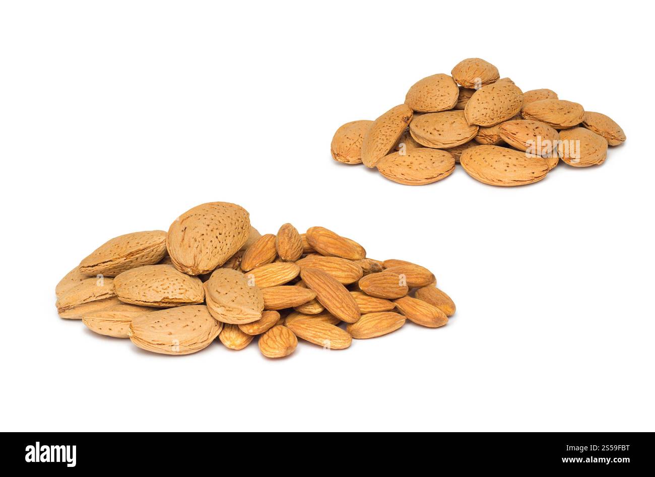 Almonds with kernel isolated on white background. Almonds with kernel ...