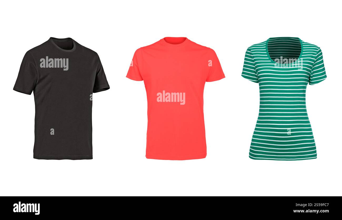 collection of various t shirts isolated on white background. collection ...