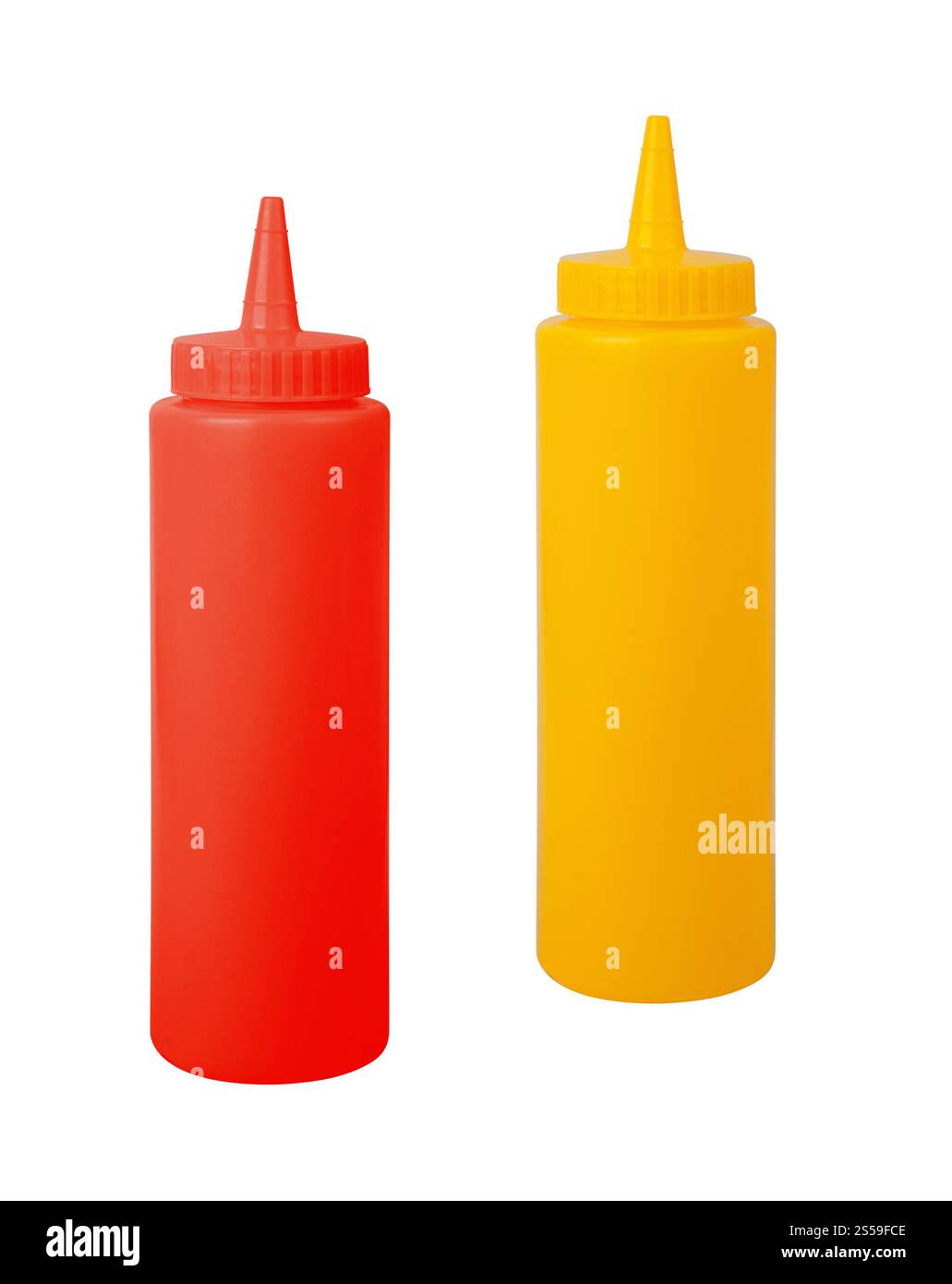 bottles of mustard and ketchup against white background. bottles of ...