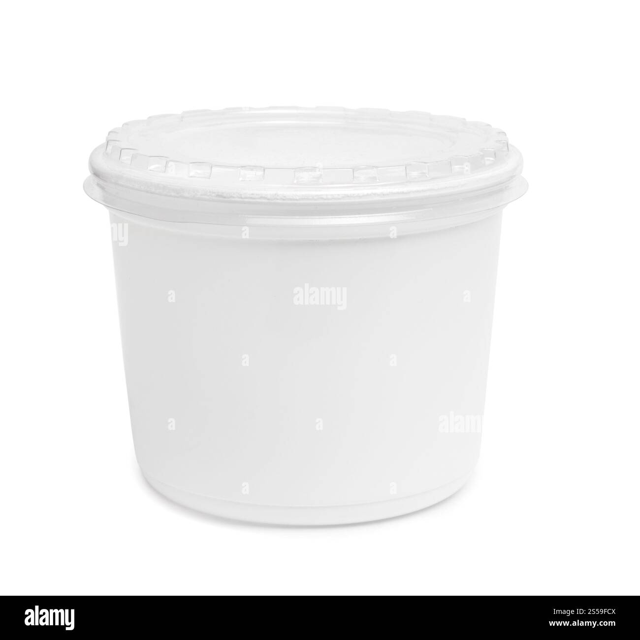 Plastic rectangular container for dairy foods. Isolated on a white ...