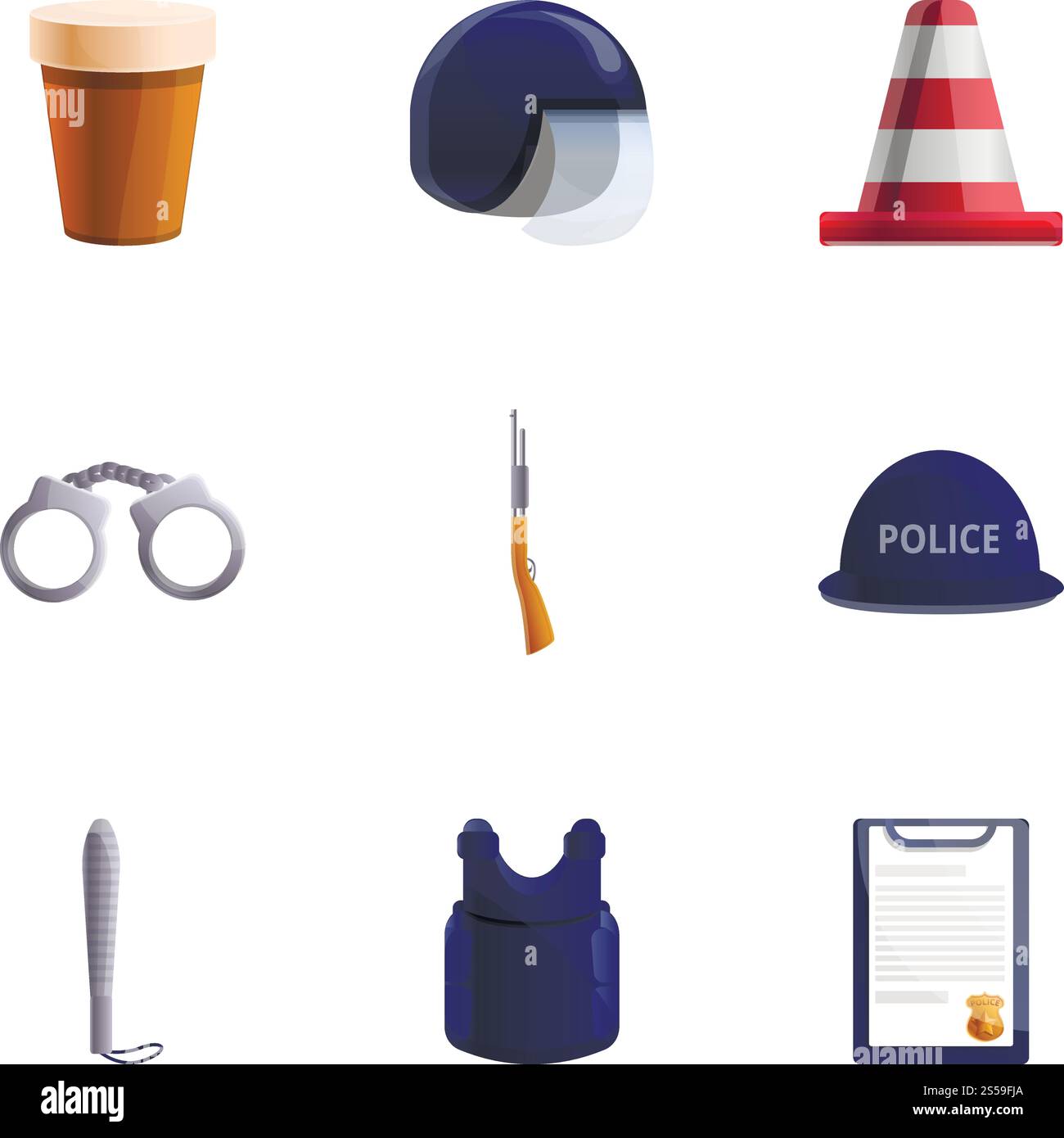 Police equipment icon set. Cartoon set of 9 police equipment vector ...