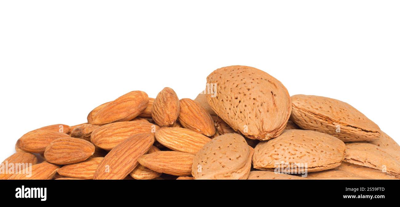 Almonds with kernel isolated on white background. Almonds with kernel ...