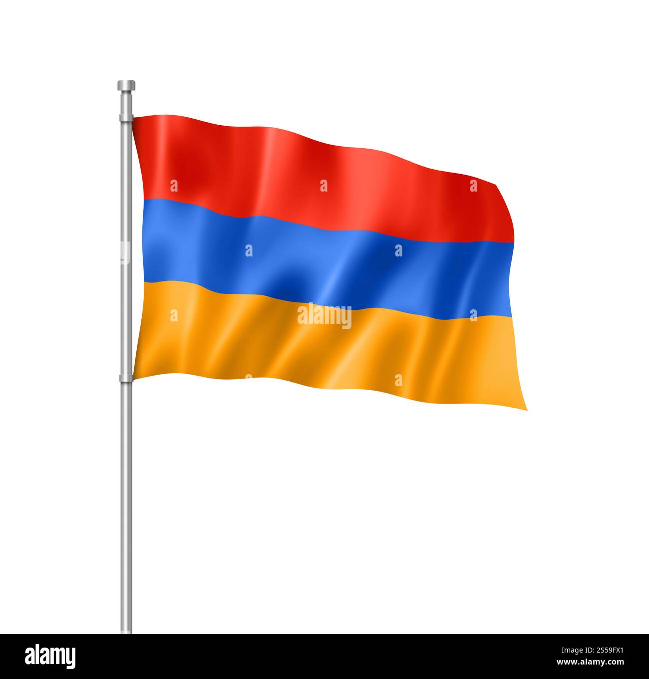 Armenia flag, three dimensional render, isolated on white. Armenian ...