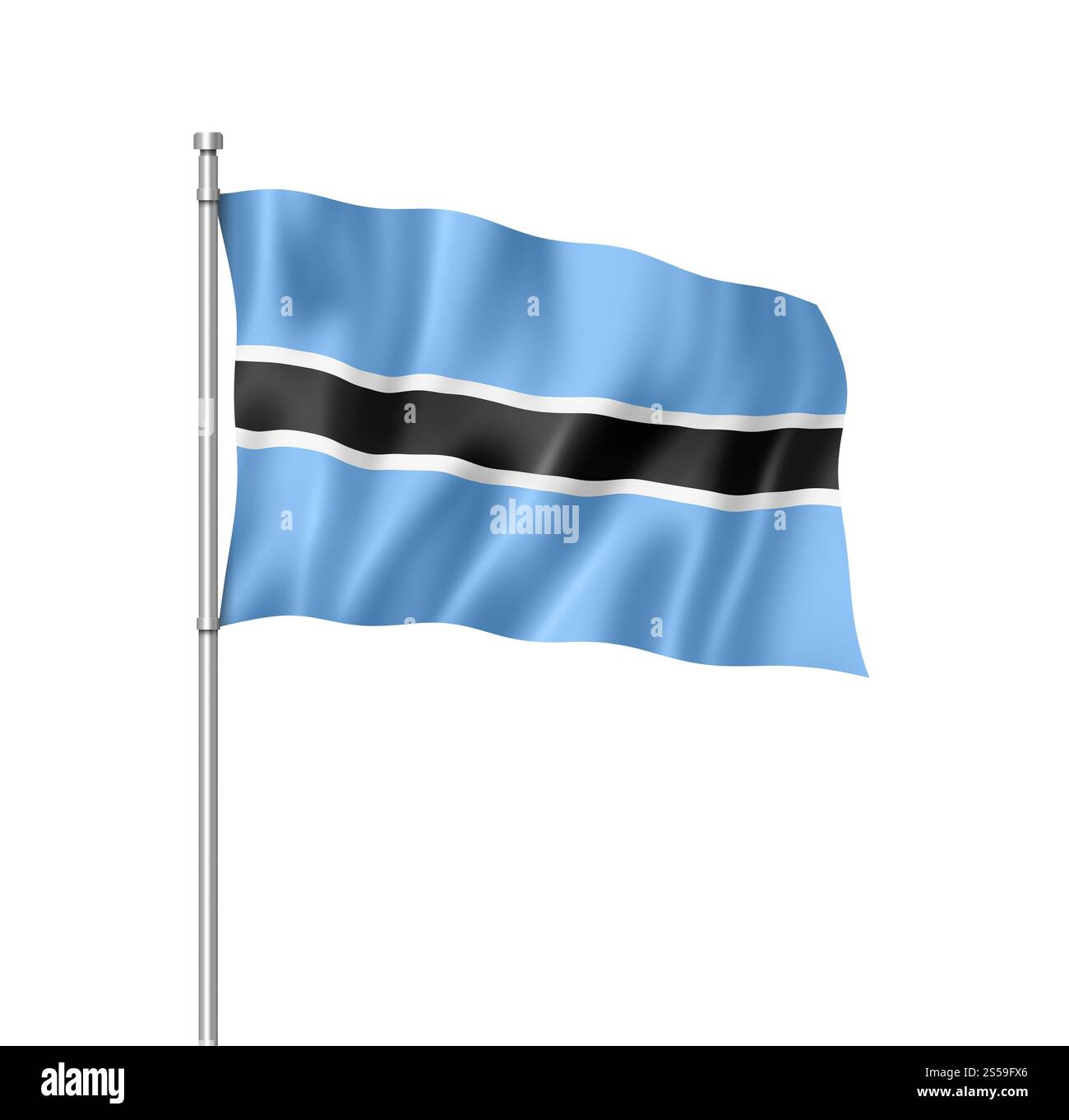 Botswana flag, three dimensional render, isolated on white. Botswana ...