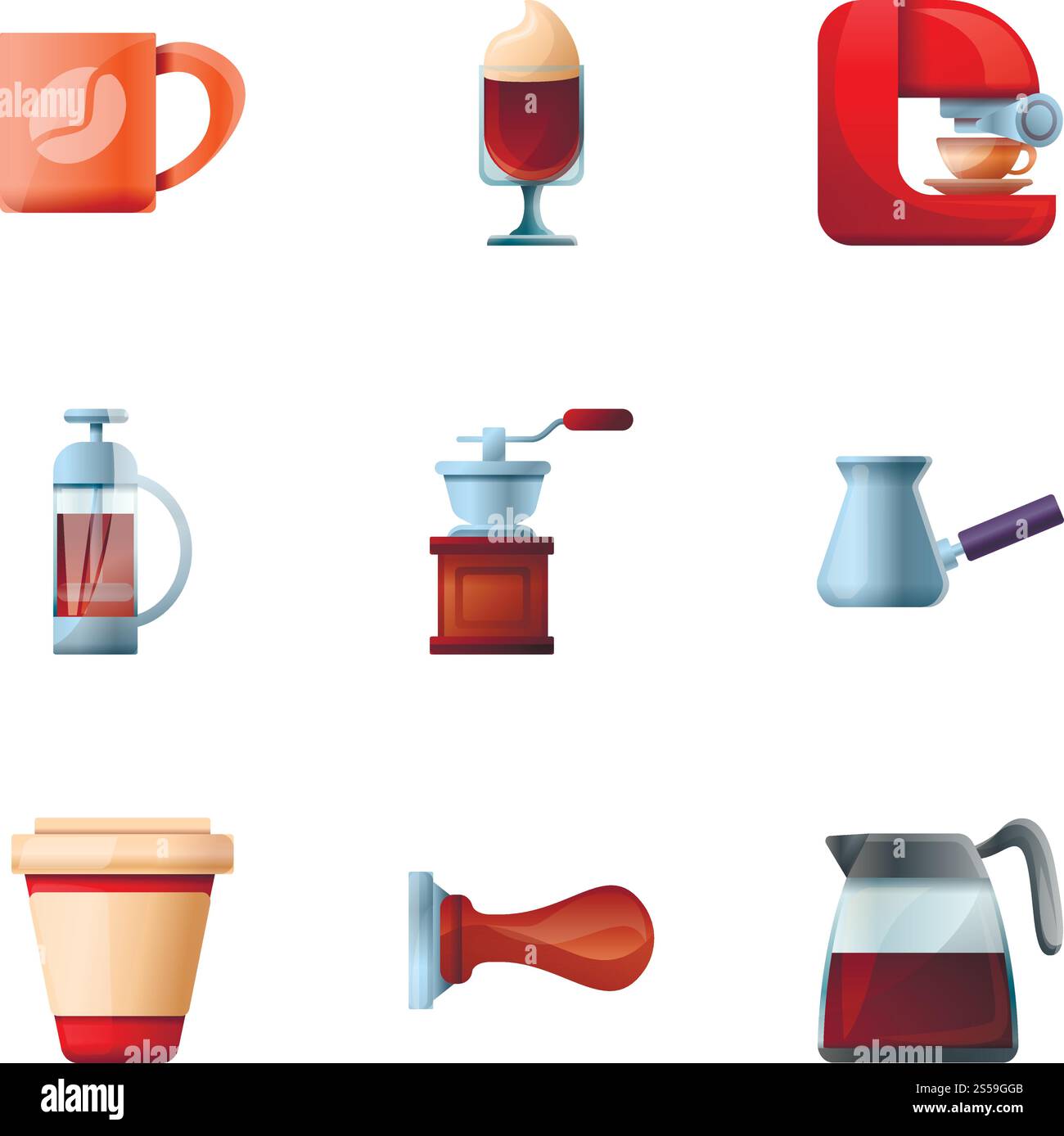 Barista coffee icon set. Cartoon set of 9 barista coffee vector icons ...