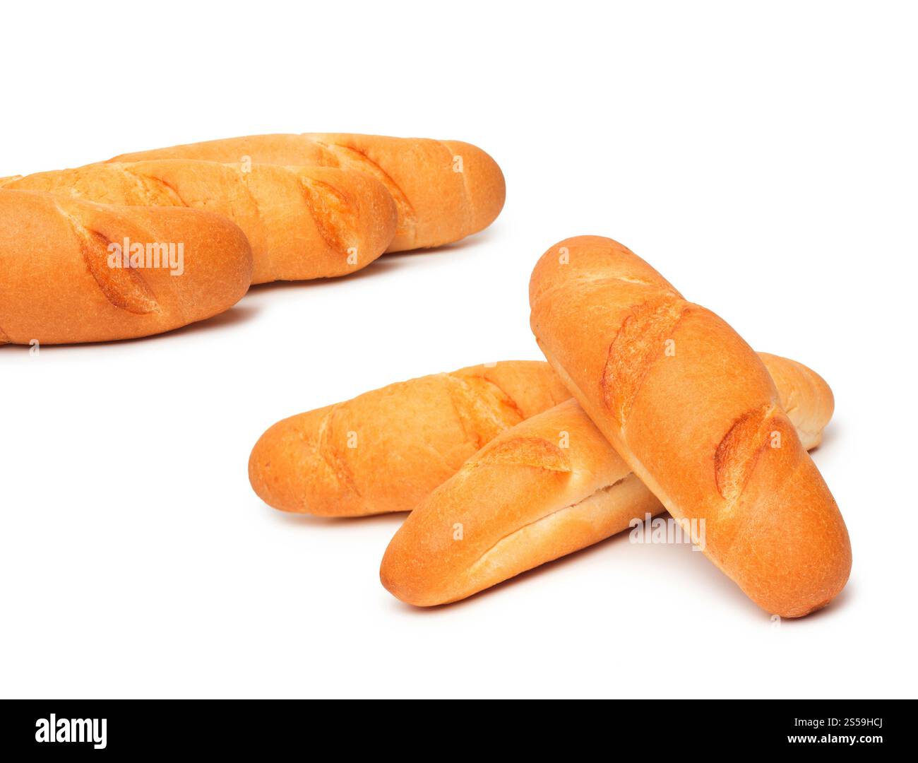 French rolls isolated on white background. French rolls Stock Photo - Alamy