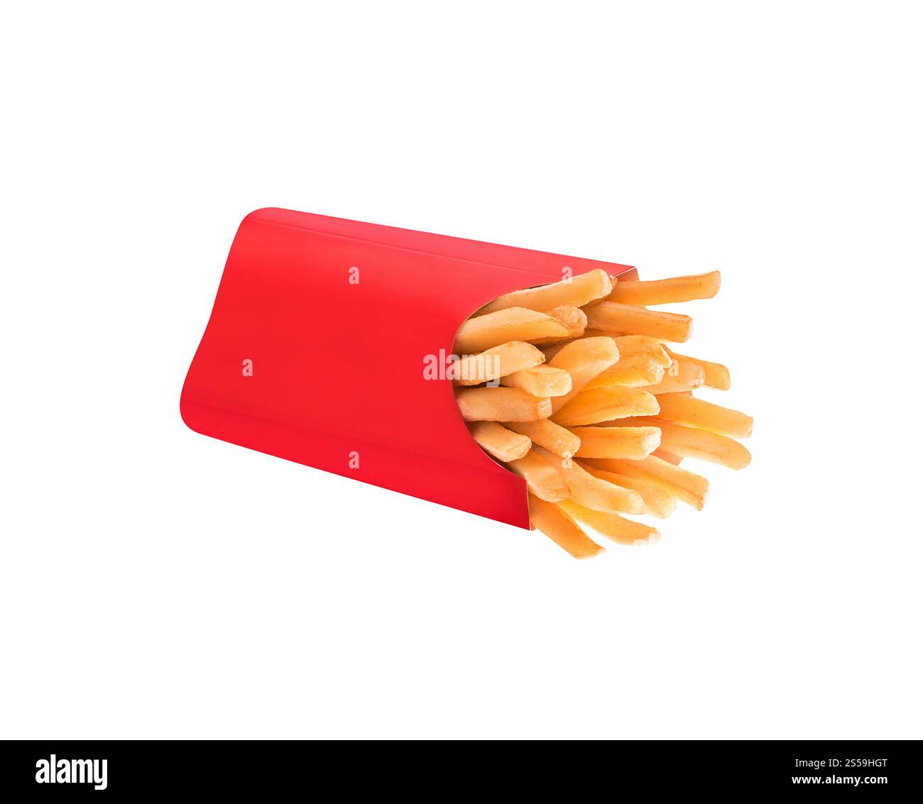 French fries in a red carton box isolated on white Stock Photo - Alamy