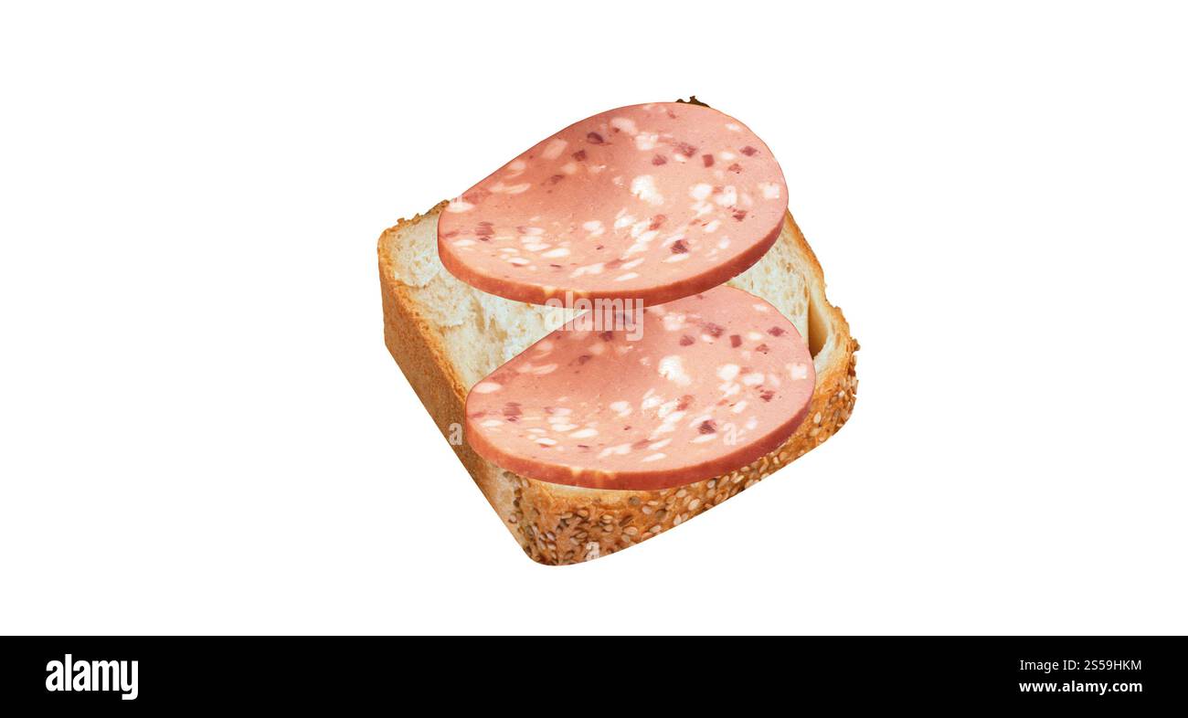 Slice of continental bread with ham Stock Photo - Alamy