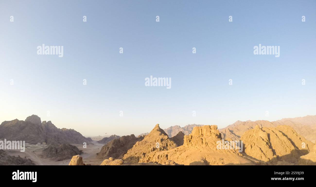 Desert in Egypt Landscape in the desert in Egypt. Rocky hills. Blue sky ...