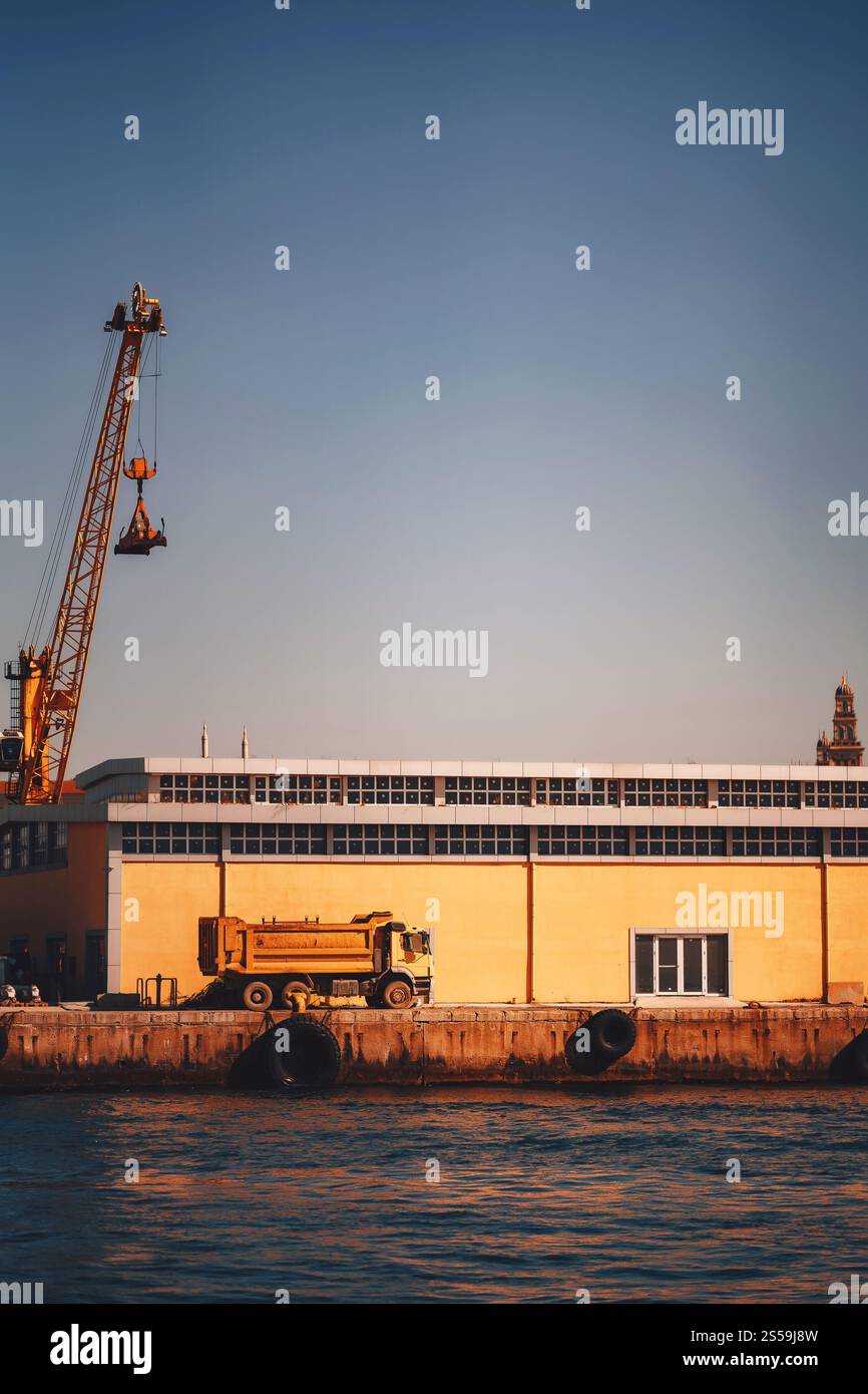 loading point of building materials on the shore of the bosphorus ...