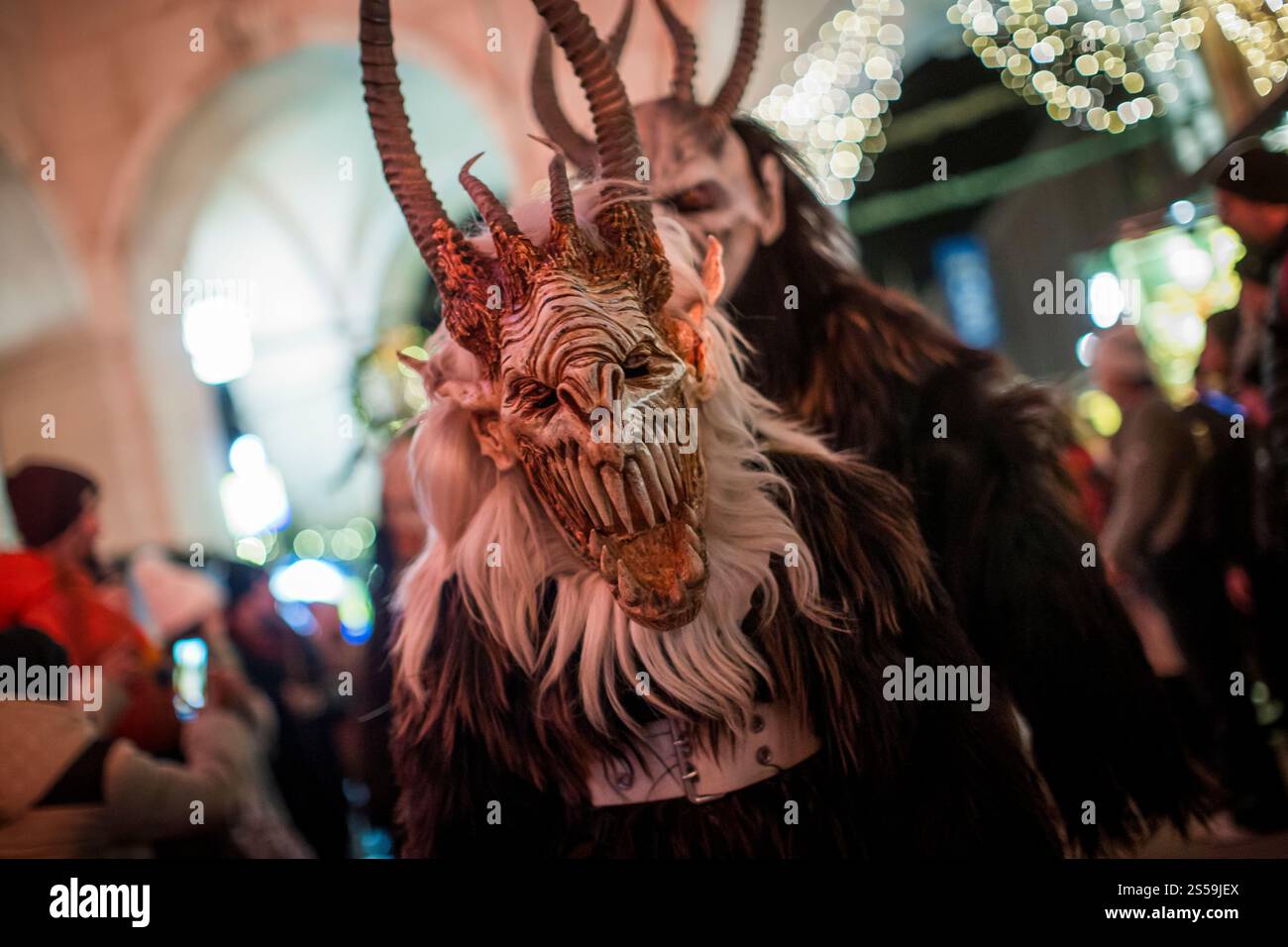 Krampus run at the Salzburg Christmas market 2024 on 5 December 2025 in ...