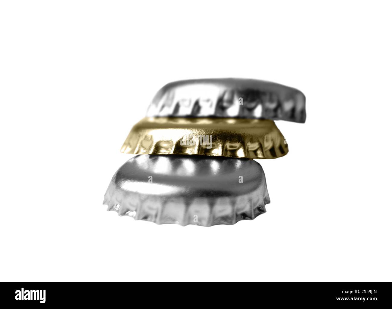 Pile of stoppers from beer on a white background. Pile of stoppers from ...