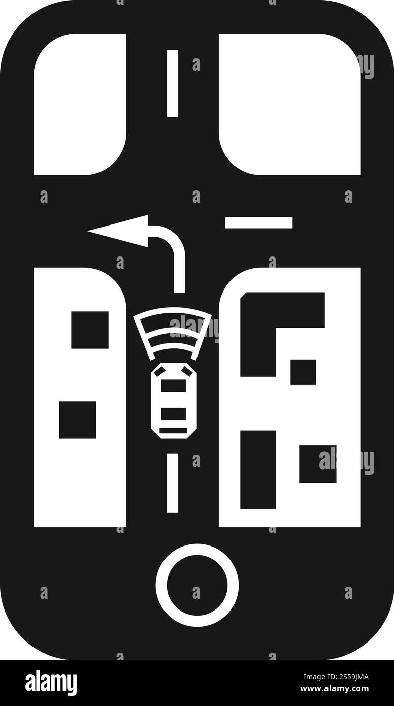 Smartphone autopilot car tracking icon. Simple illustration of ...