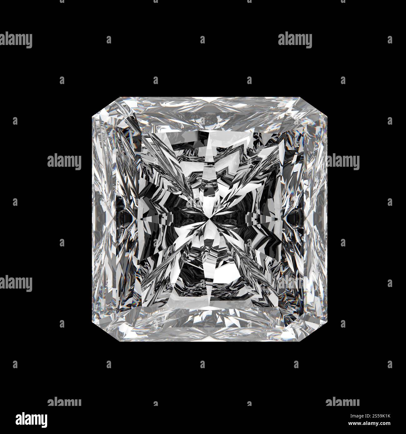 3d Square cut diamond on black background Stock Photo - Alamy