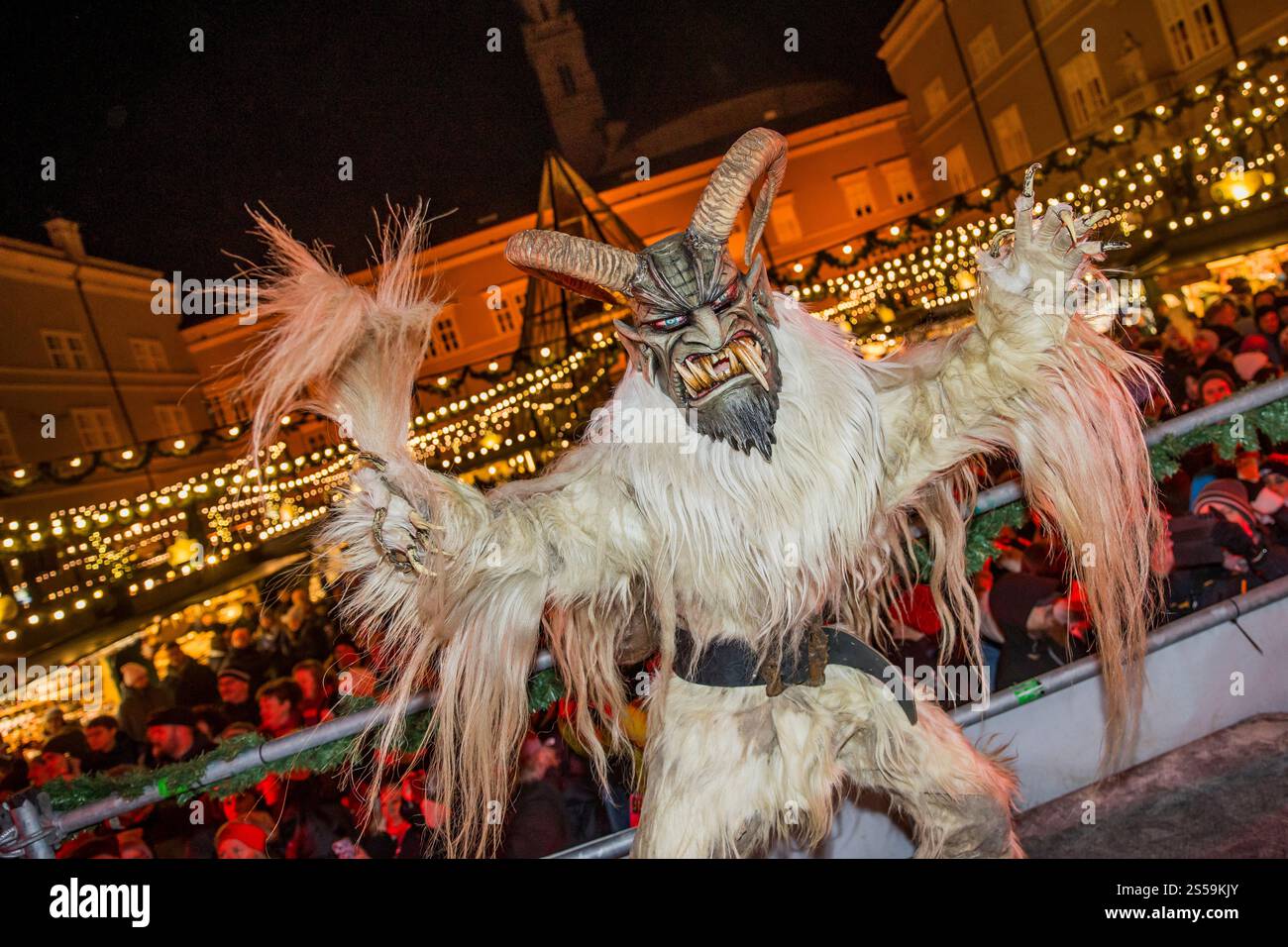Krampus run at the Salzburg Christmas market 2024 on 5 December 2025 in ...