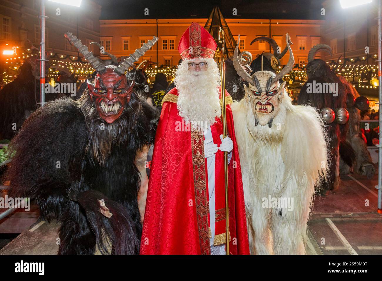 Krampus run at the Salzburg Christmas market 2024 on 5 December 2025 in ...