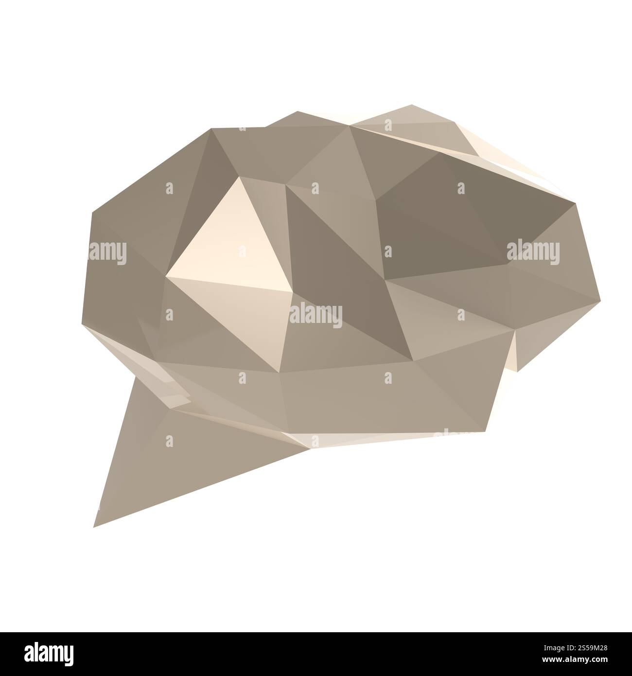 low poly geometric speech bubble on white background Stock Photo - Alamy