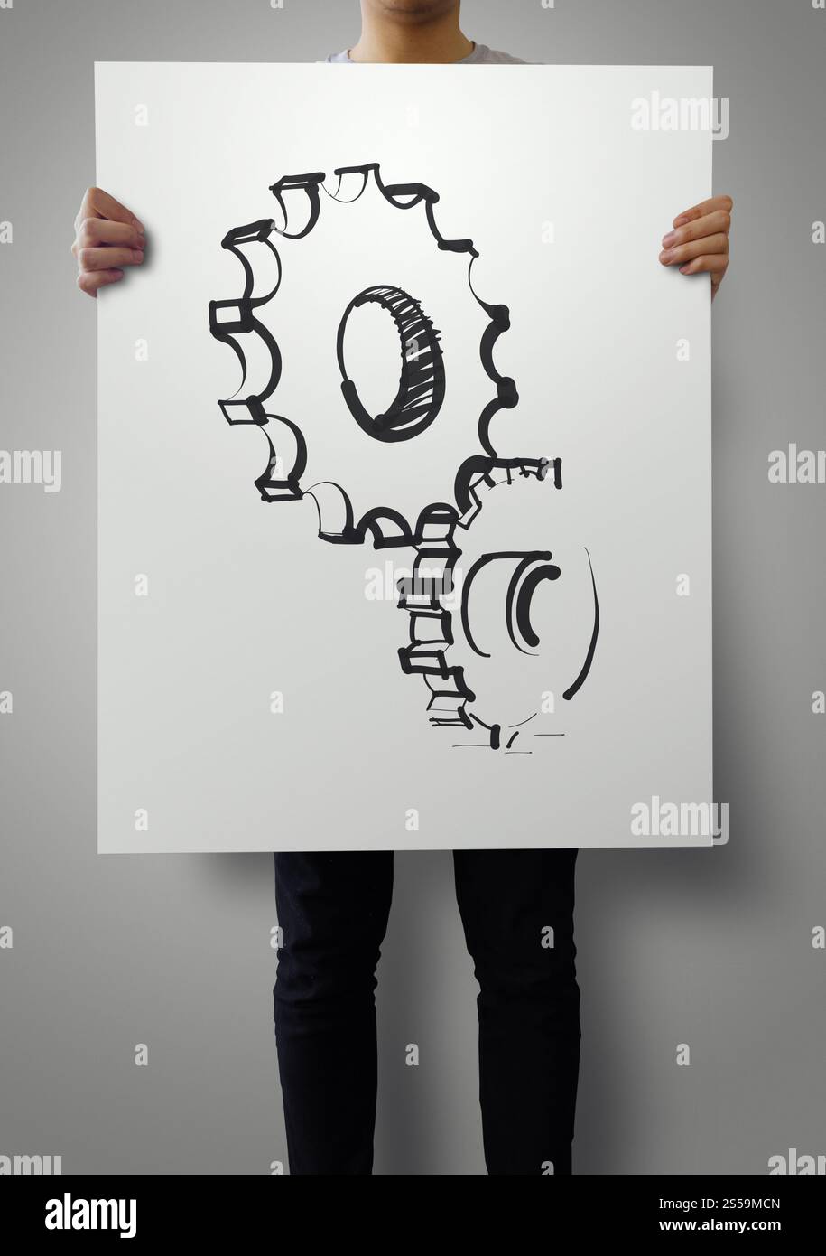 man showing poster of gear to success concept Stock Photo - Alamy