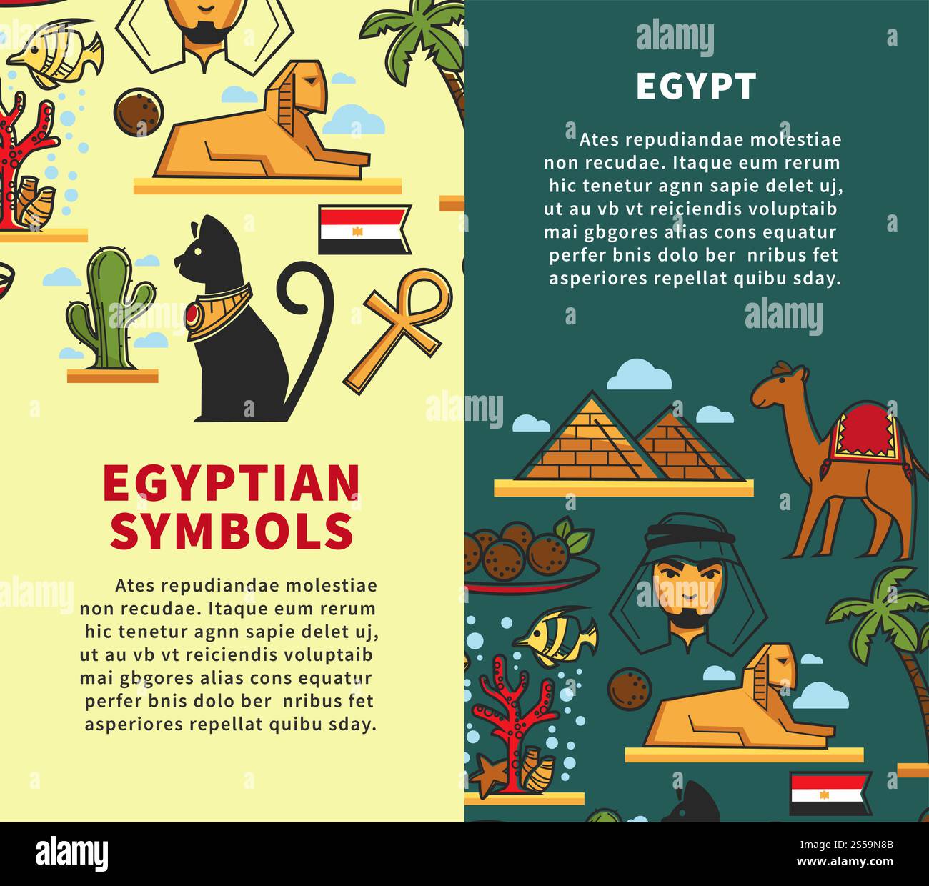 Egypt symbols travel company promotional vertical posters set famous ...