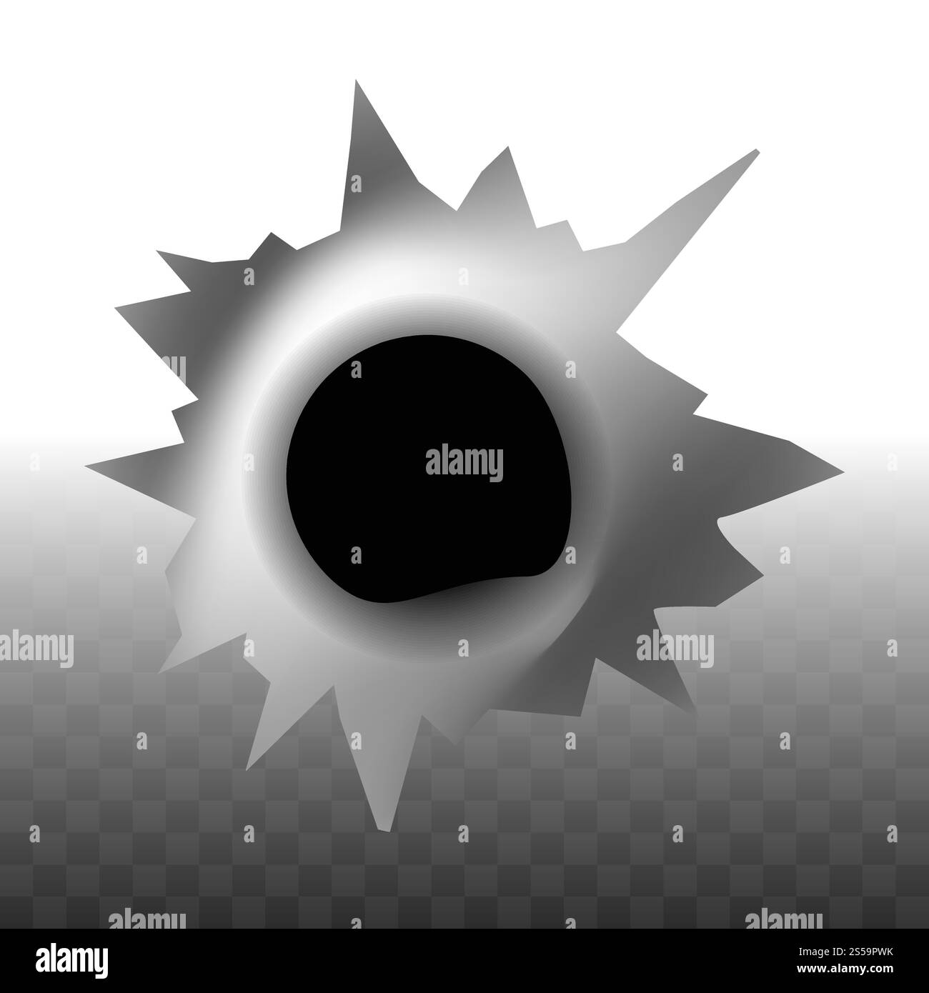 Bullet trace hole in wall shape icon on transparent background vector ...