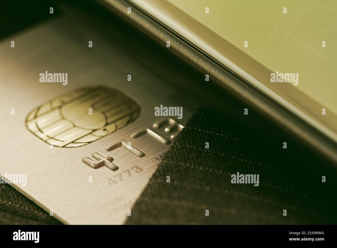 Credit cards in very shallow focus with gray suit background Stock ...