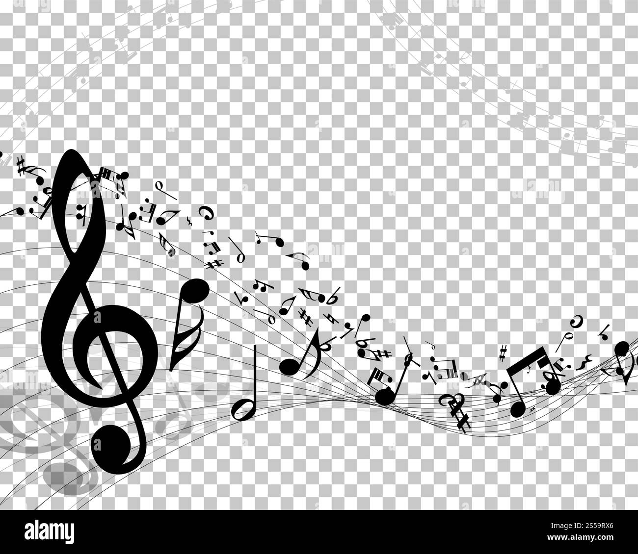 Musical Notes Background. Transparency Grid Design. Vector Illustration ...