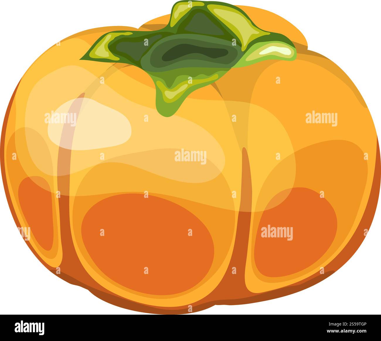 Fresh Persimmon. Cartoon Glossy Design. Vector Illustration Stock ...