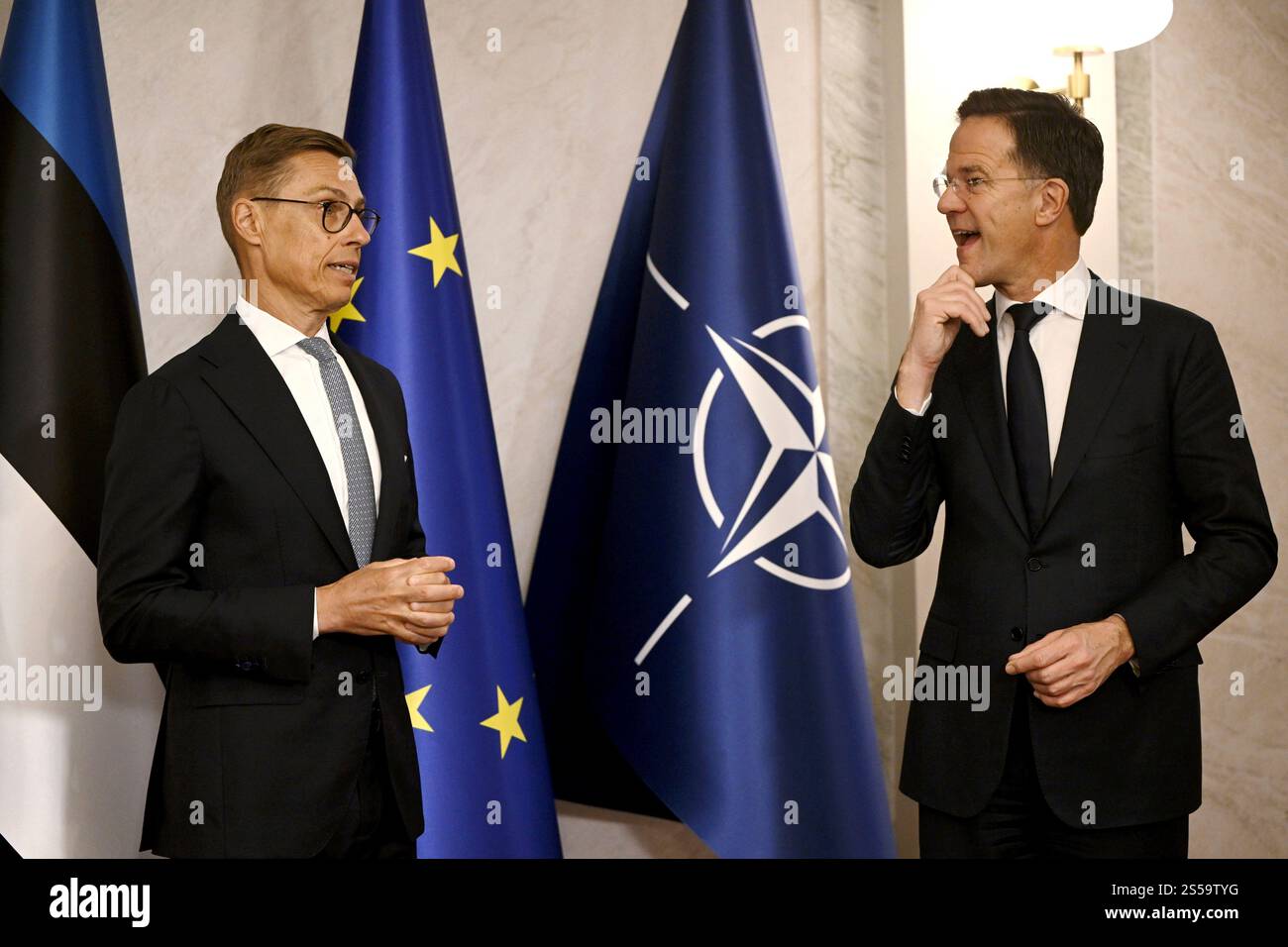 Finnish President Alexander Stubb, left, and Nato's Secretary General ...