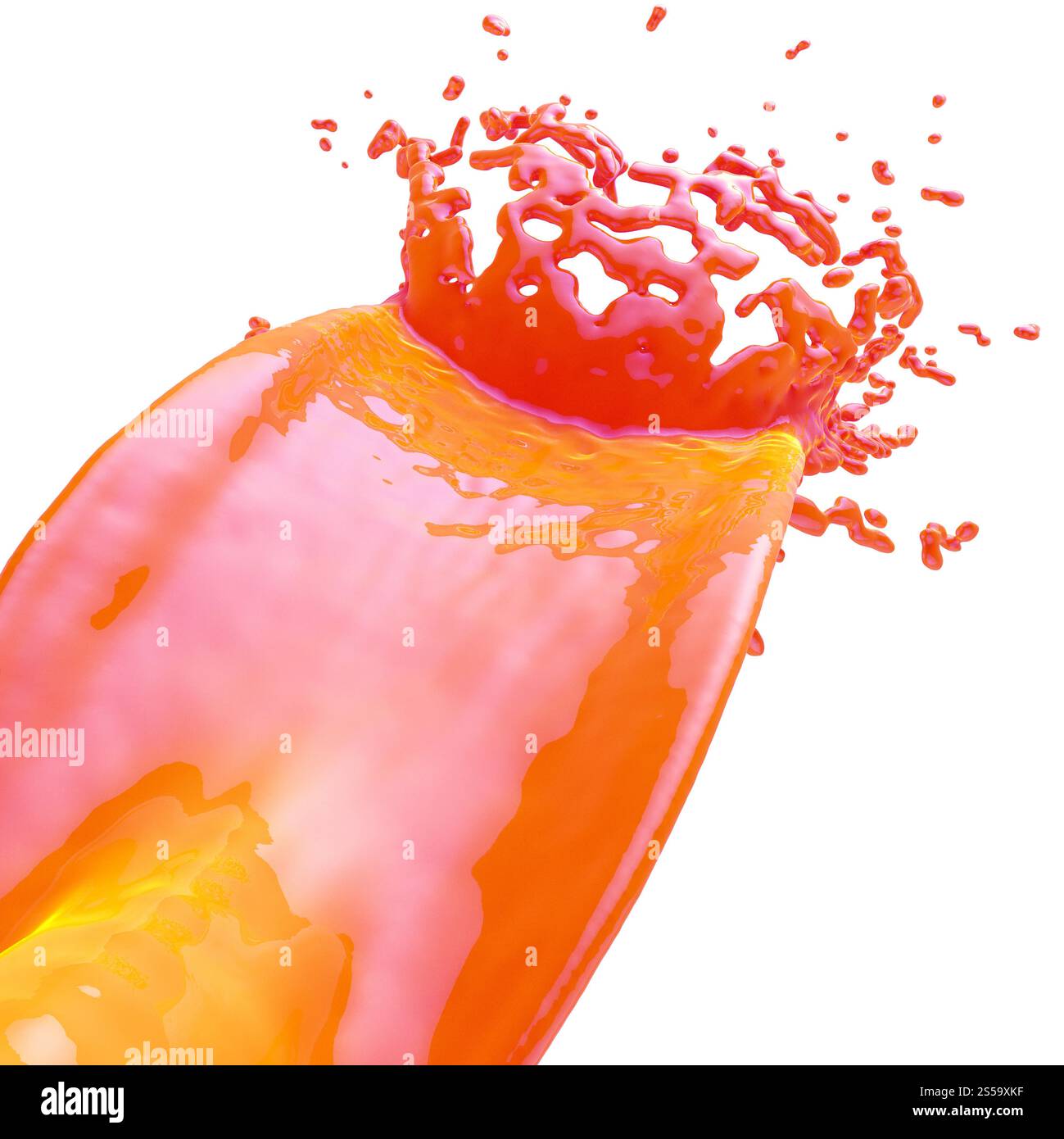 3D paint orange color splash isolated on white background Stock Photo ...