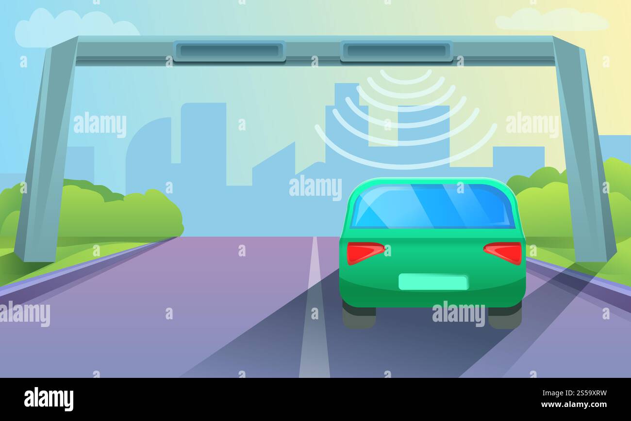 Toll road concept background. Cartoon illustration of toll road vector ...