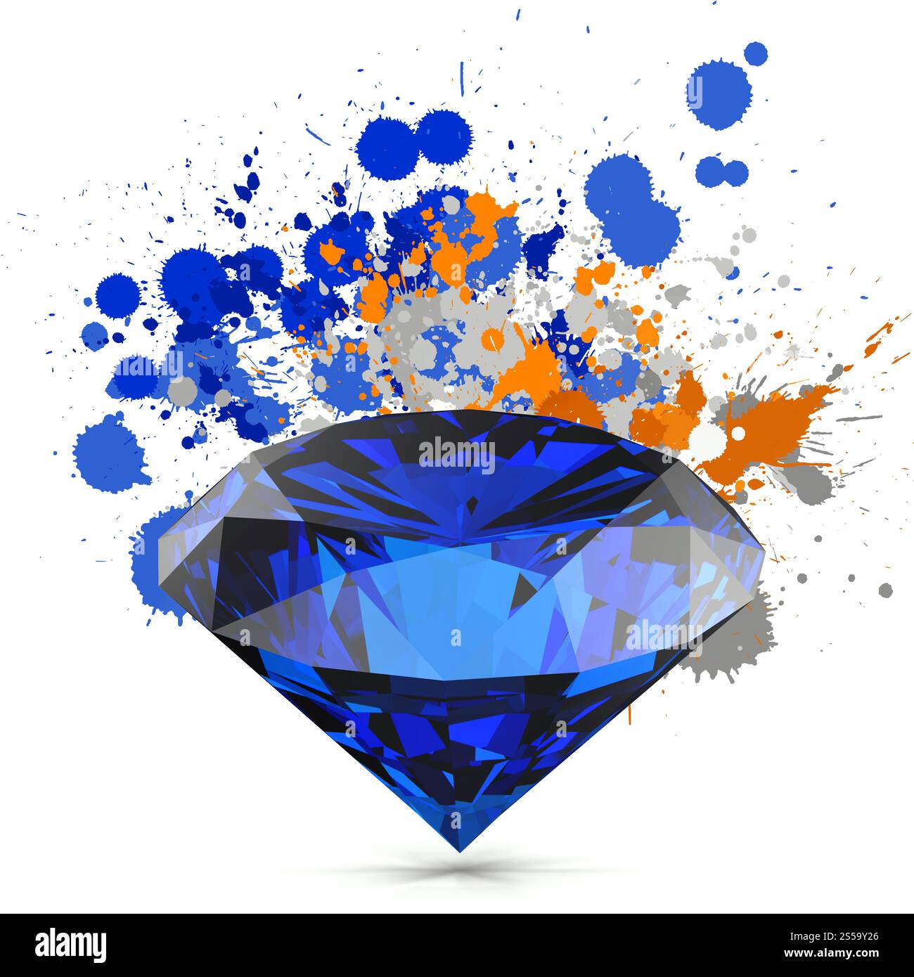 Diamond isolated on white 3d model and slash colors background Stock ...