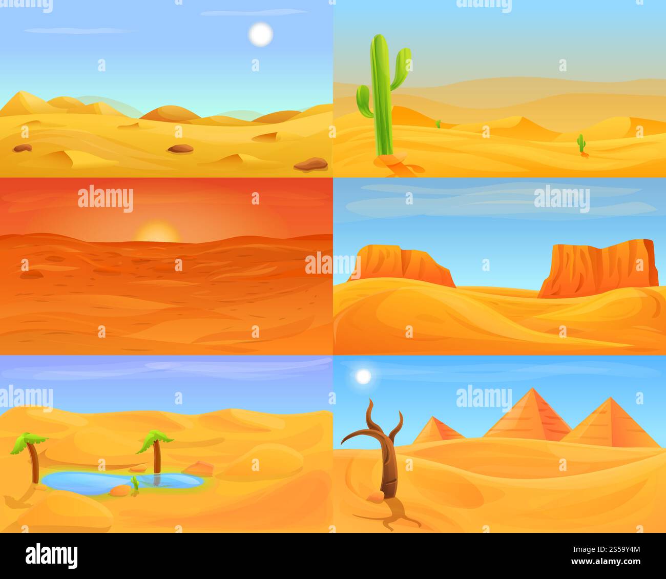 Desert banner set. Cartoon illustration of desert vector banner set for ...